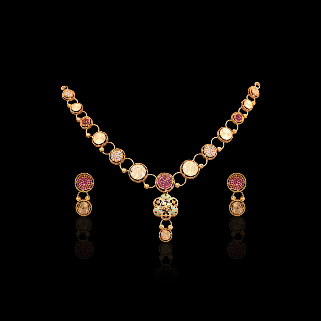 DELICATE GOLD NECKLACE SET - Navrathan